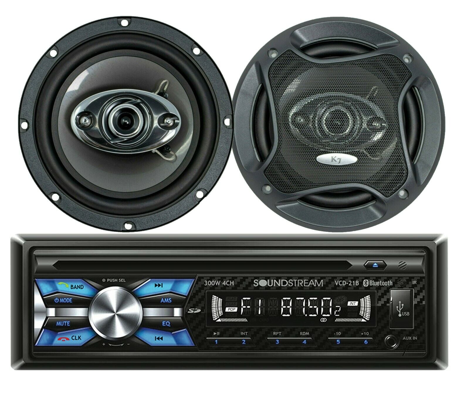 Soundstream VCD-21B 1-DIN CD Player Receiver+ 2 Audiotek K65.4 6.5 ...