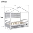 PORKISS Full House Bed, Wood Platform Bed with Roof Frame and Beside ...
