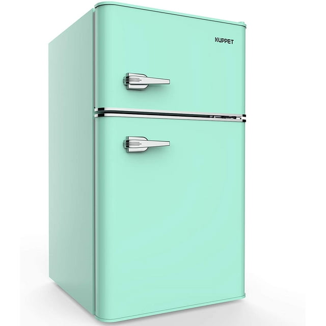 KUPPET Retro Mini Refrigerator 2-Door Compact Refrigerator for Dorm ...