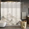 Beige Misty Mountains No Hook Shower Curtain with Snap in Liner, Zen ...