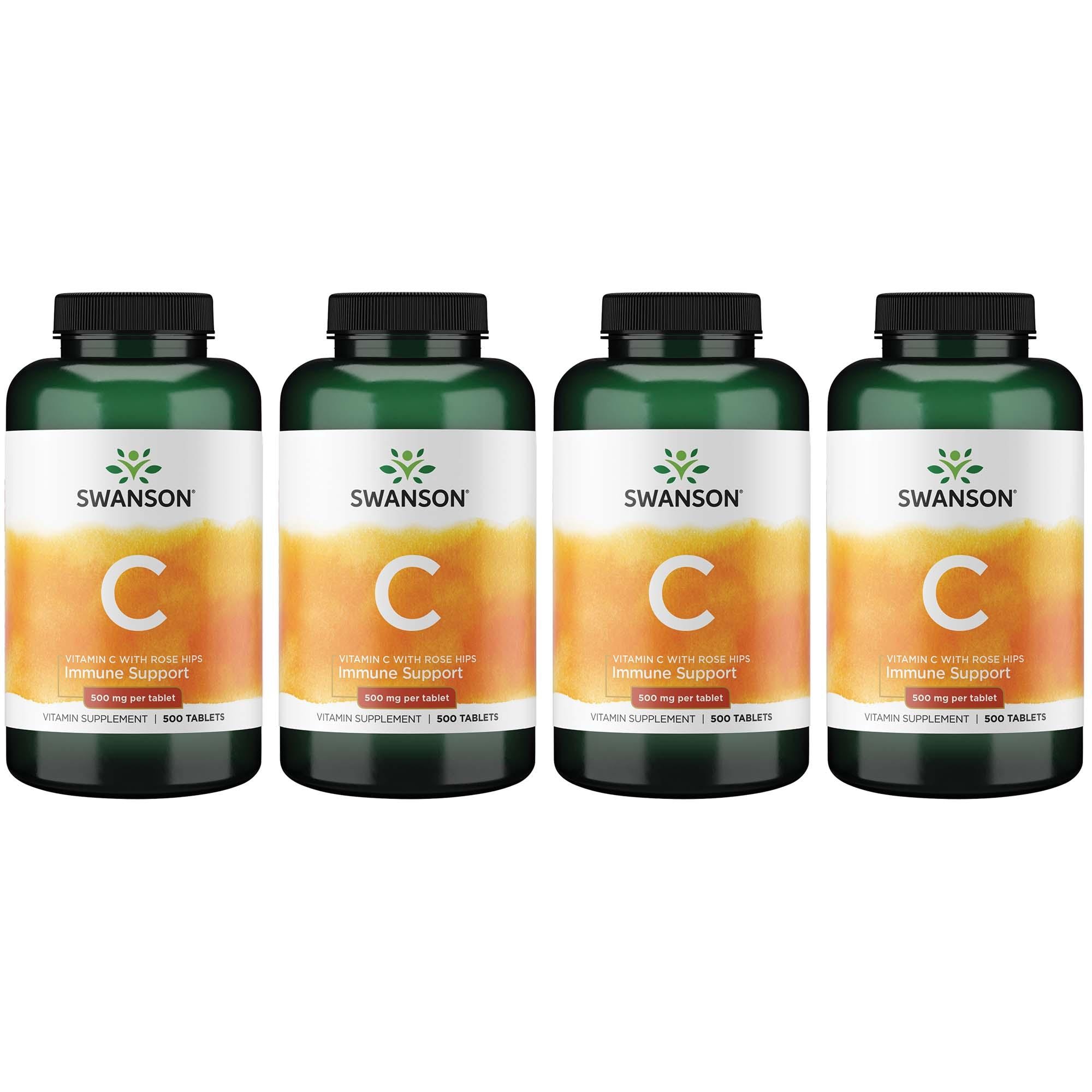 Swanson C-500 with Rose Hips 500 mg 500 Tabs 4 Pack - Walmart.com