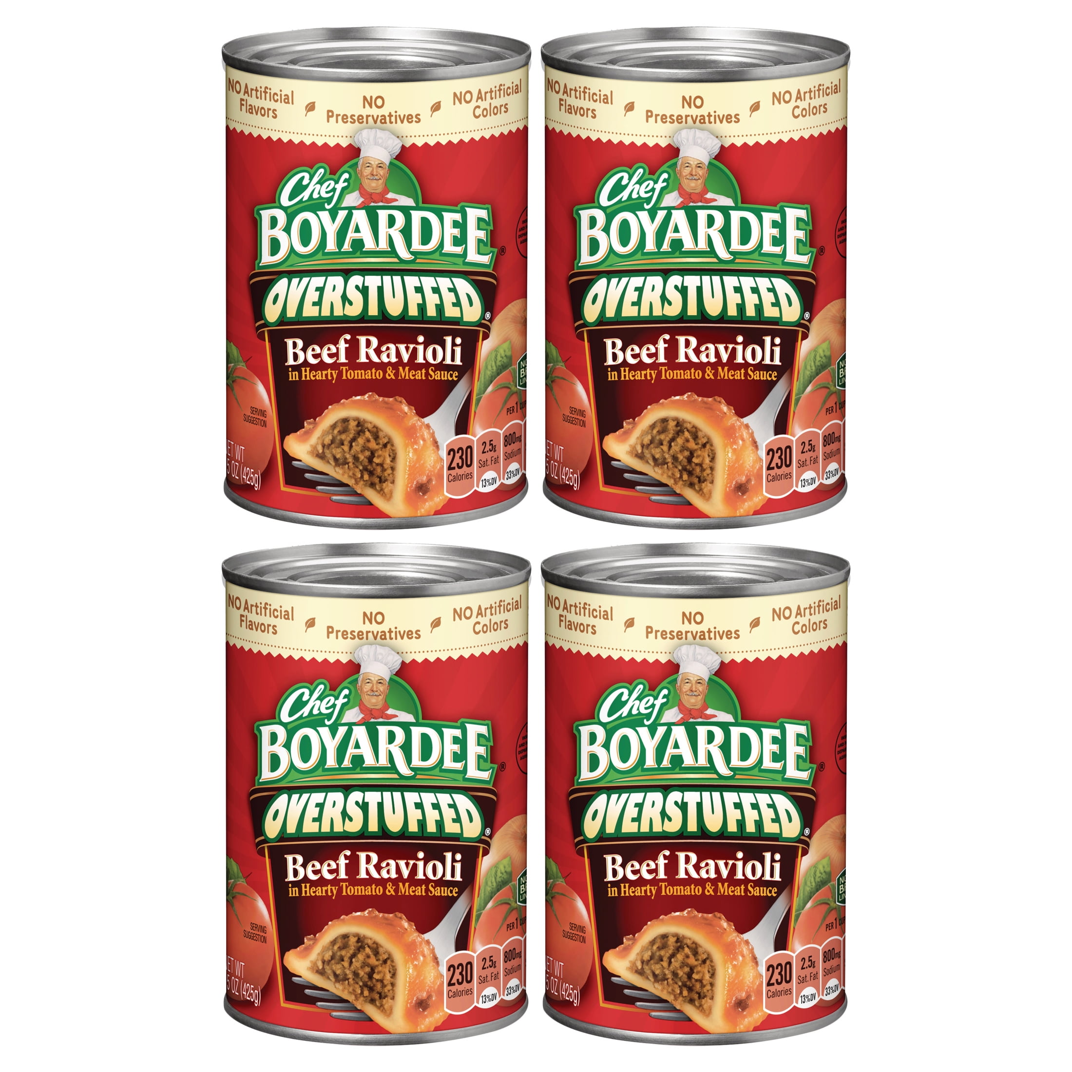 (4 pack) Chef Boyardee Overstuffed Beef Ravioli, 15 oz - Walmart.com