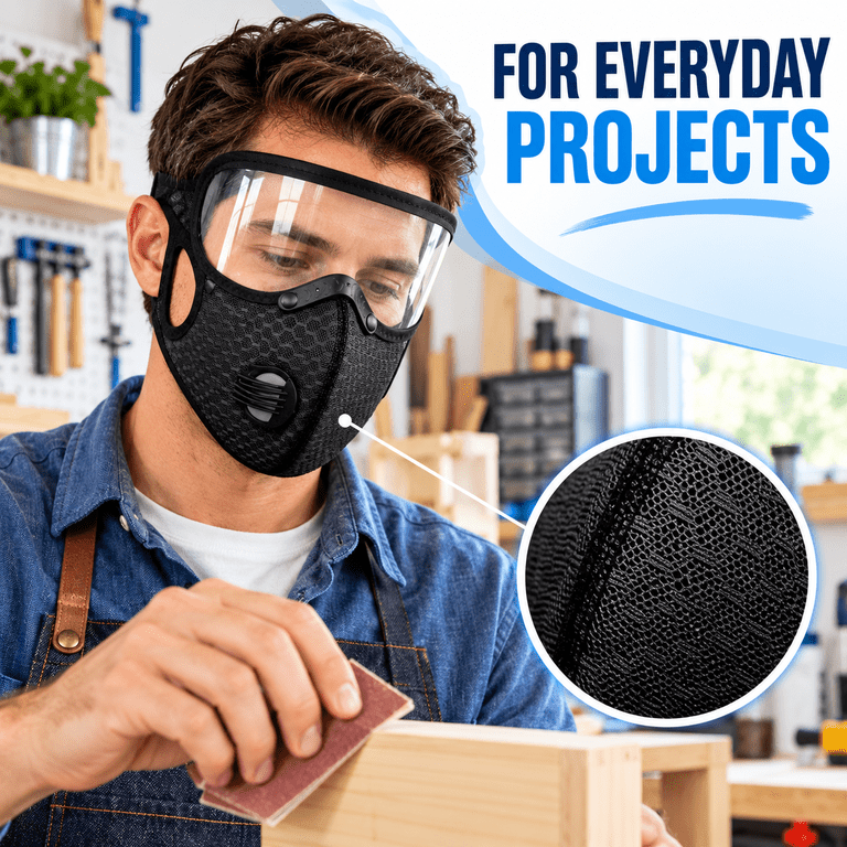 Reusable Carbon Filter Dust Mask with Adjustable Goggles, 5-Layer ...