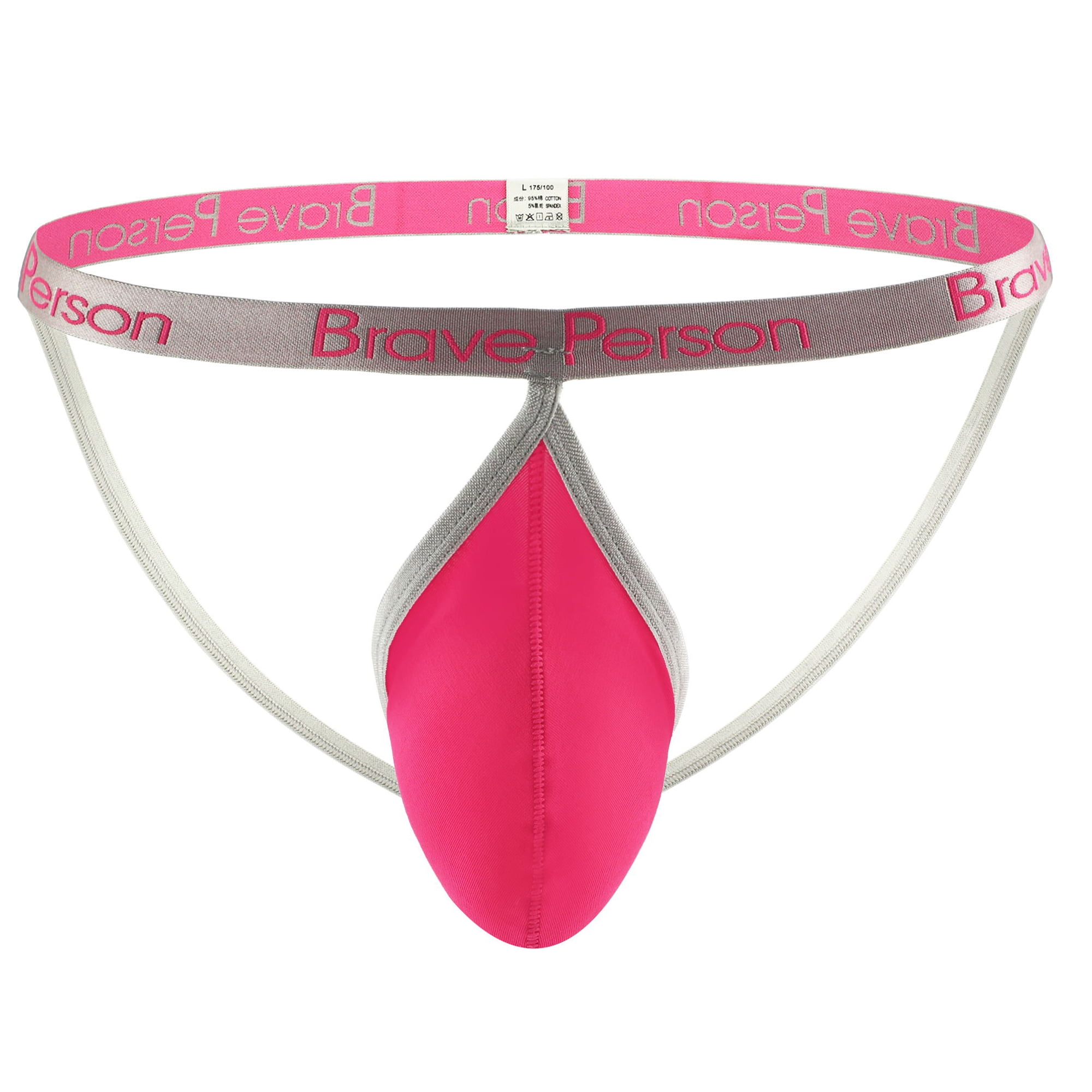 Mizok Mens Jockstraps Underwear Sexy Thongs Breathable G String Pink Xl