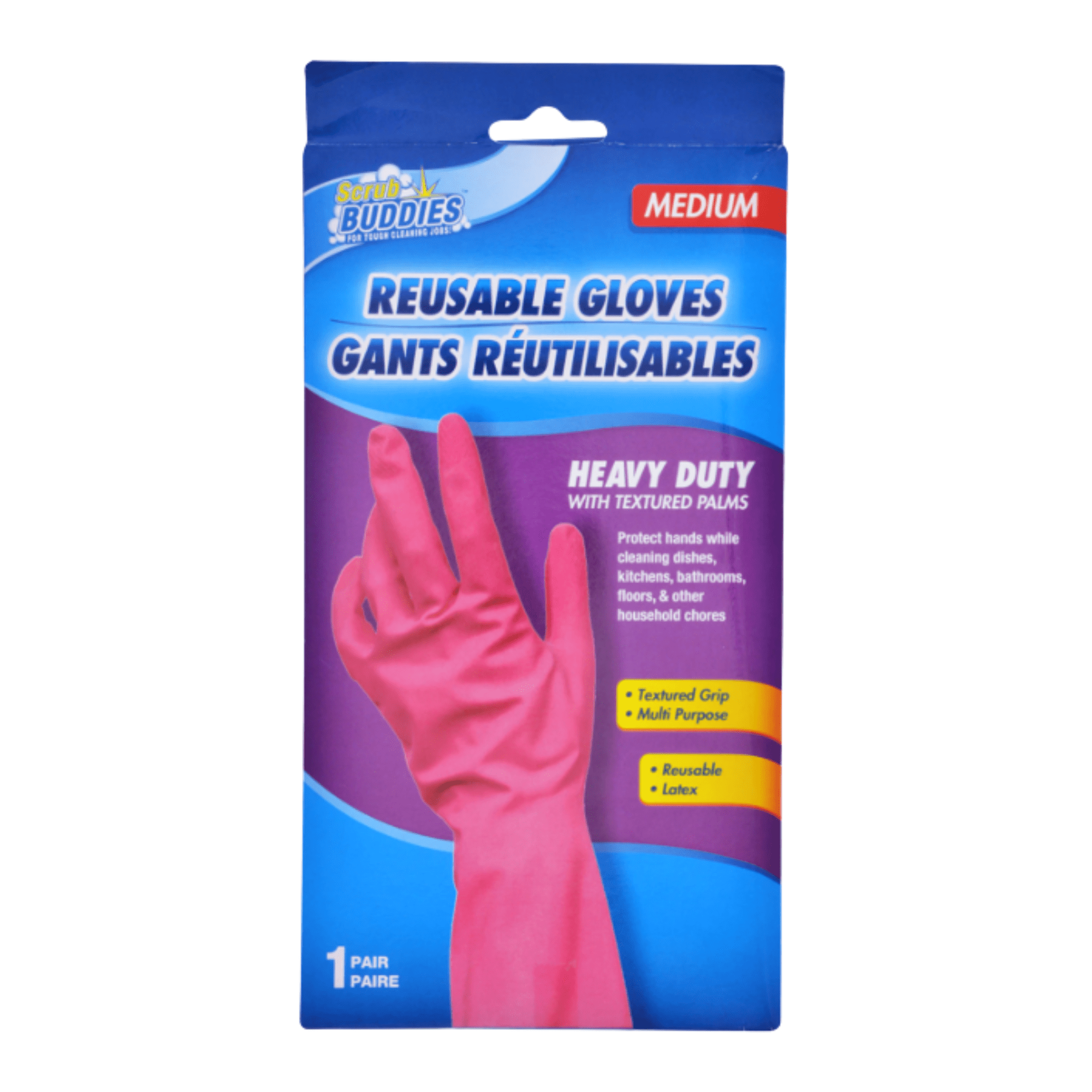 FSSTAM Long-Cuff Pink Latex Gloves Medium Size, Heavy Duty Multipurpose ...