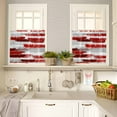 Abstract Art Kitchen Curtains Valance and Tier Set Red Gray Mottled ...