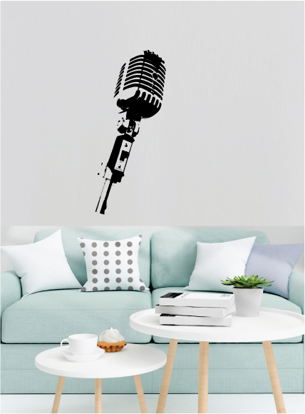 Microphone Music Family Home Decor Vinyl wall art sayings Sticker Décor ...