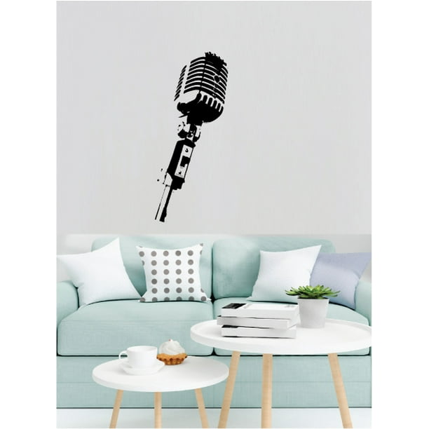 Microphone Music Family Home Decor Vinyl wall art sayings Sticker Décor ...