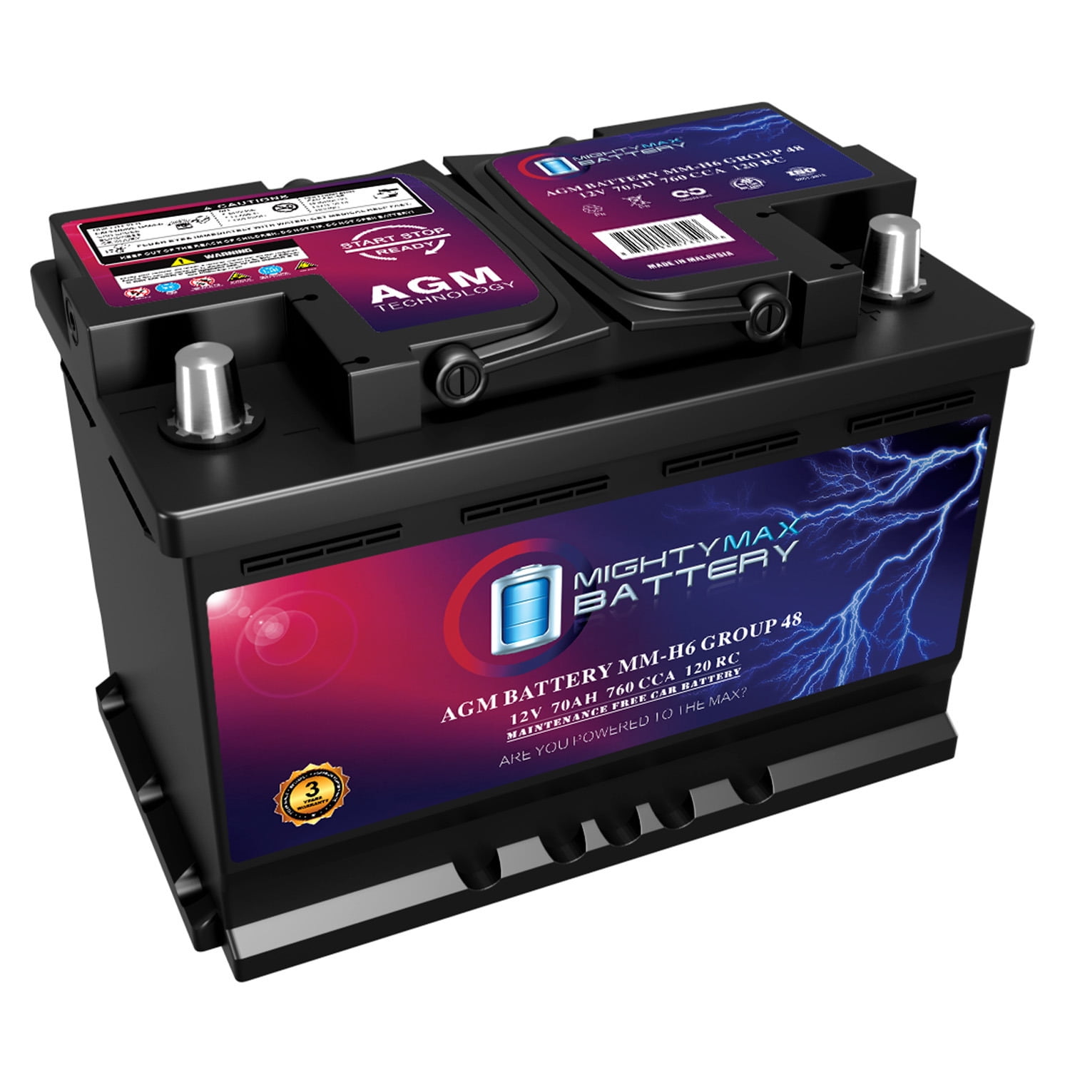 MM H6 Group 48 12V 70AH 120RC 760CCA Replacement Battery Compatible with Acura MDX 16 20
