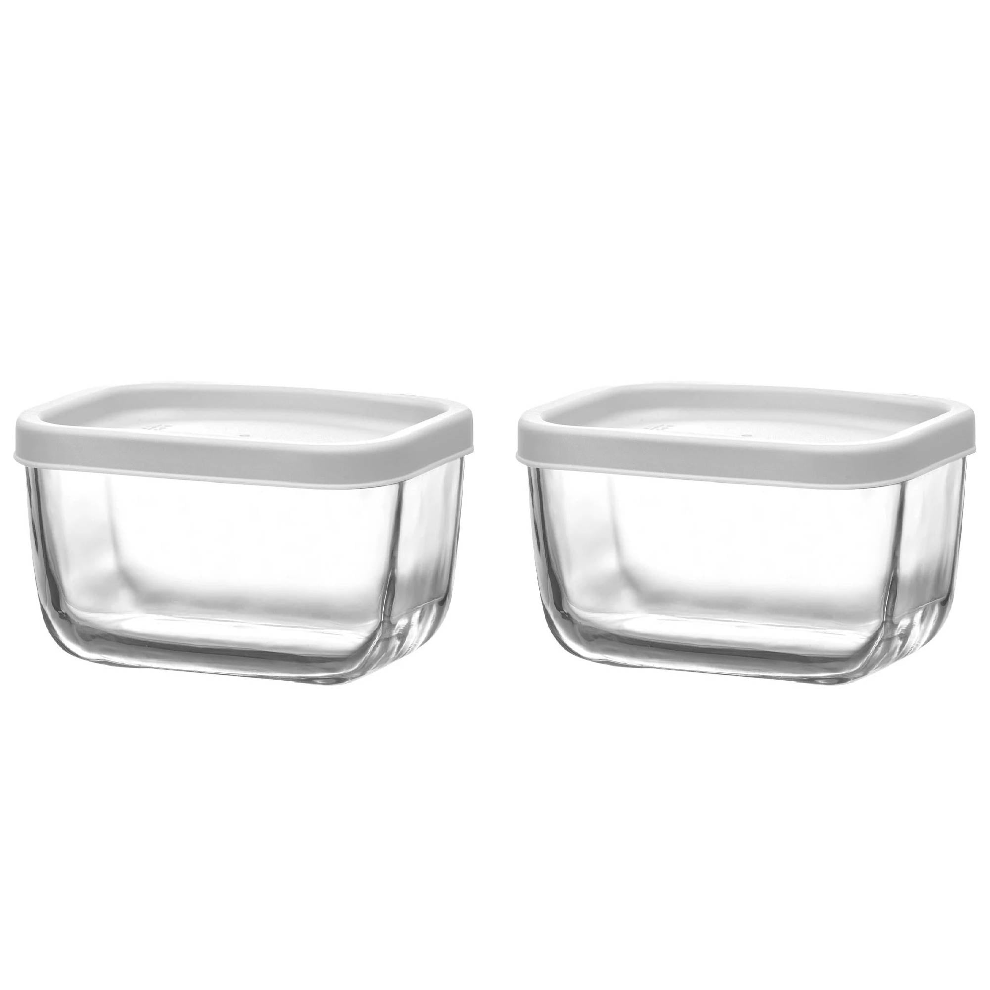 LAV Cube Food Containers with Lids, Glass Food Container Set, 2 Pcs, 13 ...