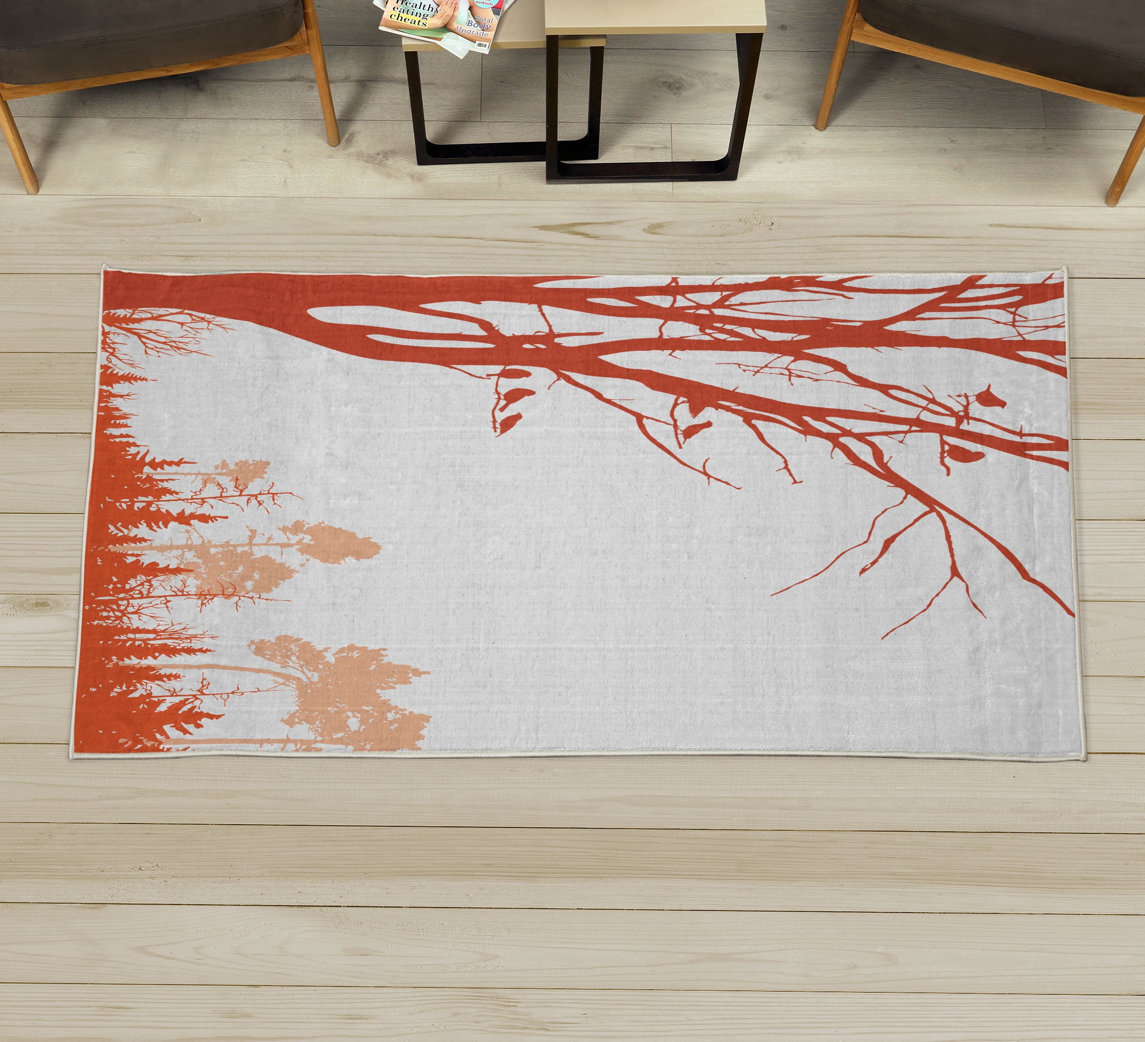 Forest Decorative Rug, Nature Theme the Panorama of a Forest Pattern ...