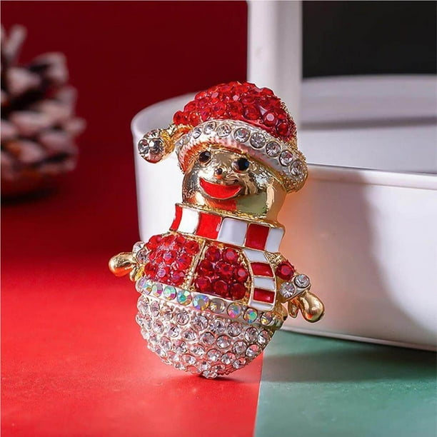 pitrice Christmas Brooch Pin Rhinestone Crystal Snowman Pins Christmas Trees Jewelry Pins for Xmas Decorations Red Walmart