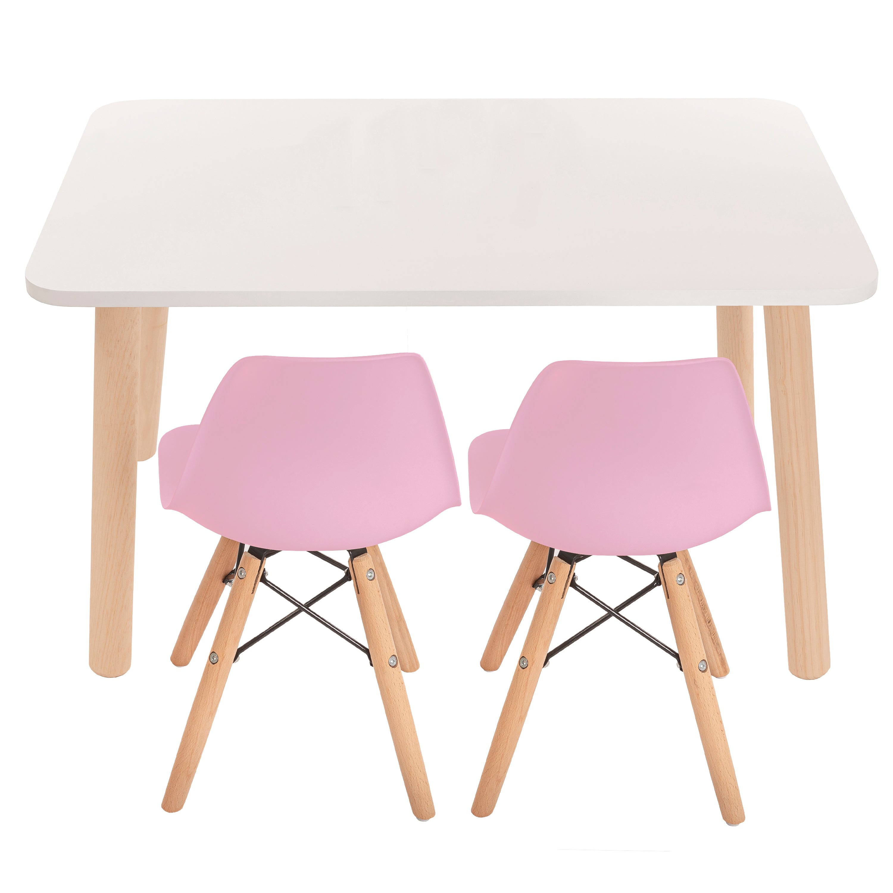 Mesa Rectangular – 2 Sillas Eames (Rosa, Barniz) | Bodega Aurrera en línea