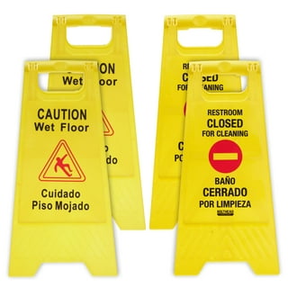 3 Pack CAUTION Wet Floor Signs Bilingual (Cuidado Piso Mojado), 2 feet ...