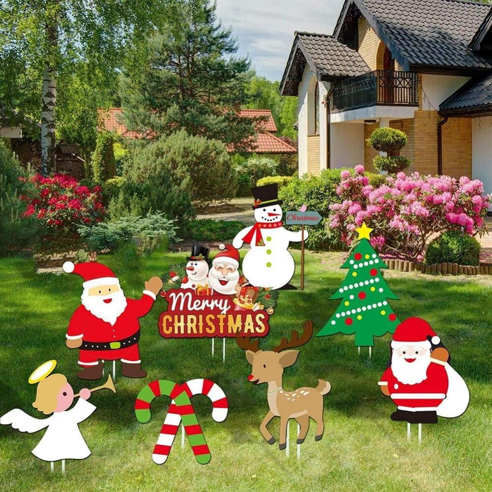 Deepwonder Christmas Yard Signs Santa Claus Snowman Lawn Yard Outdoor ...