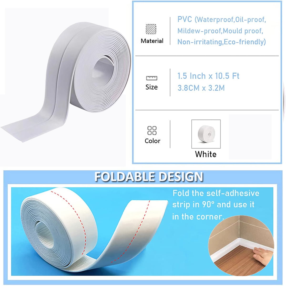 Advanced Sealing Strip Waterproof Tape, 1.5 Inch X 10.5 Foot Self ...
