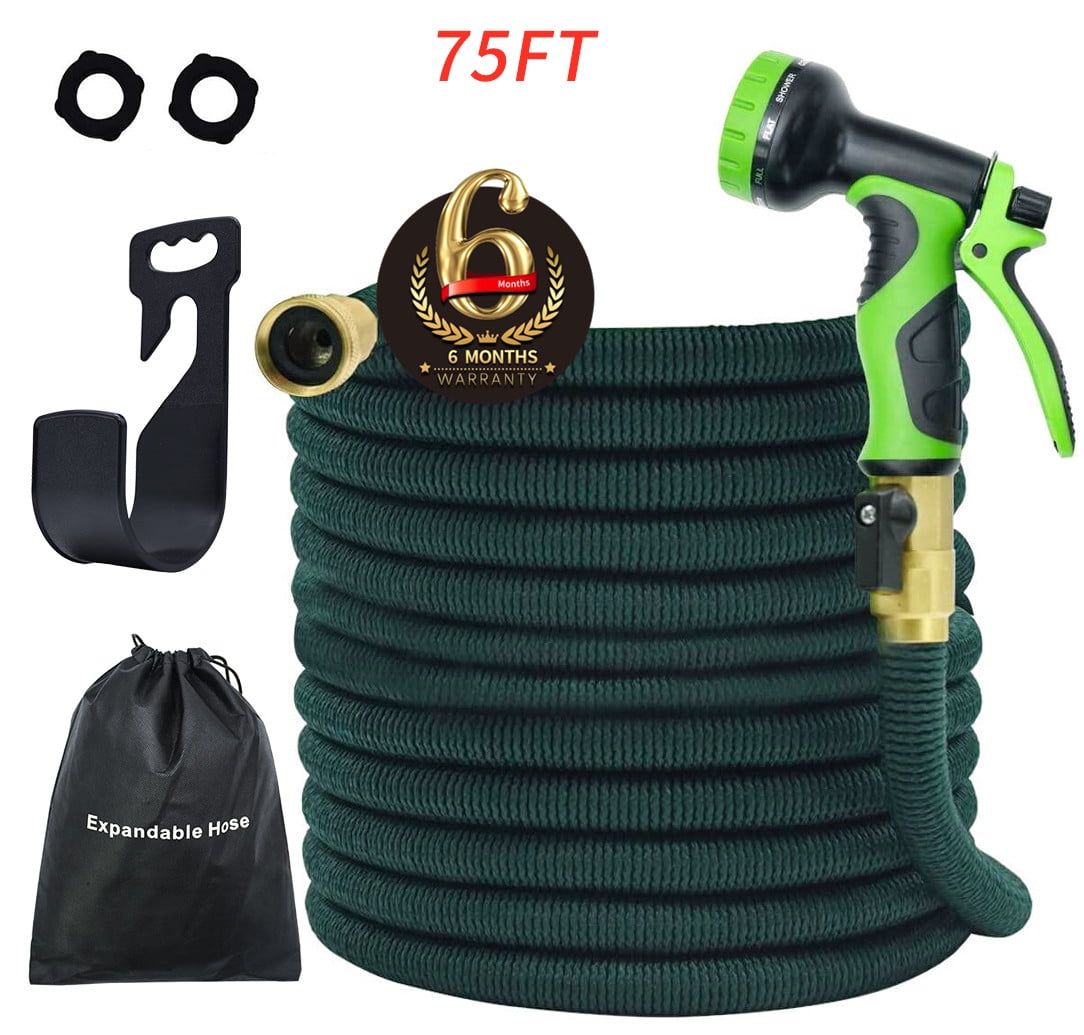TopSource 75ft Expandable Garden Hose, 9-Function High Pressure Water ...