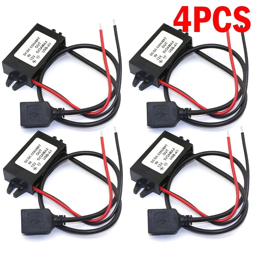 4PC DC-DC 12V To 5V Converter Step Down Module USB Output Power Adapter ...