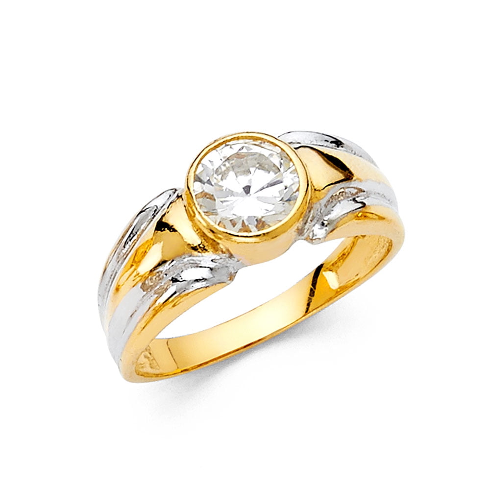 AA Jewels - Solid 14k Yellow Gold Cubic Zirconia CZ Fashion Anniversary ...
