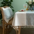 Enova Home High Quality Tablecloth with Tassels, Thick Rectangle Cotton ...