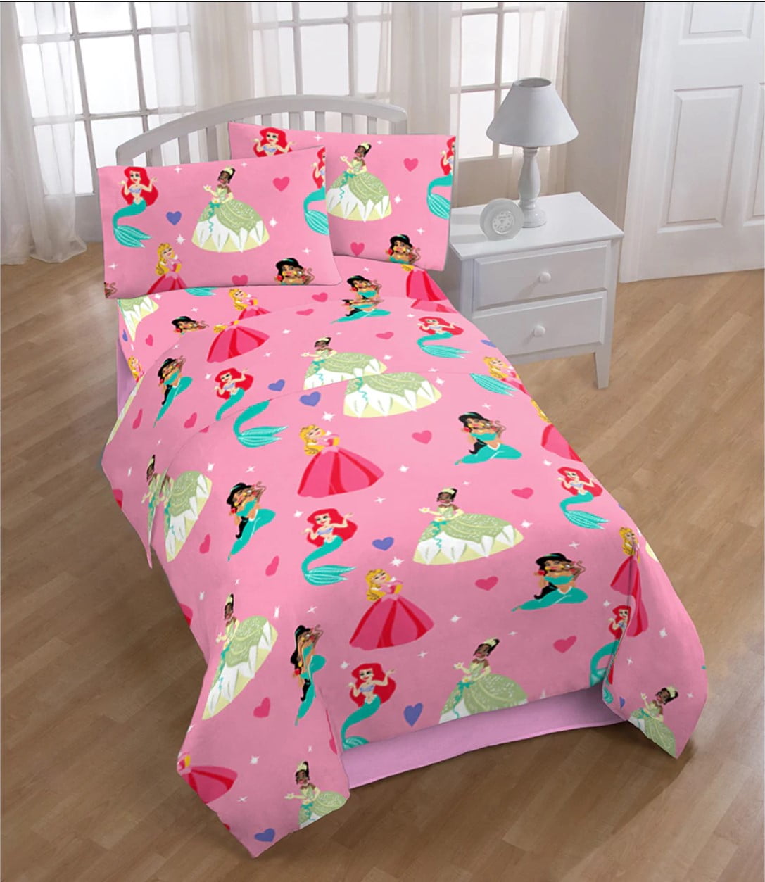 Disney Princess Ariel Tiana Belle Jasmine Twin Bed Sheet Set - 3 Piece ...
