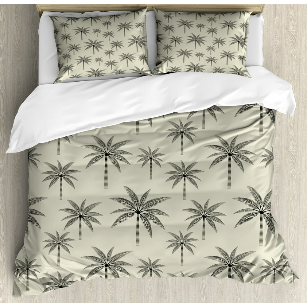 Palm Tree Duvet Cover Set, Vintage Style Plantation Items Long Tropical ...