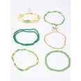 7-Piece Green Bohemian Shell & Bead Wrap Bracelet Set With Gold-Tone ...