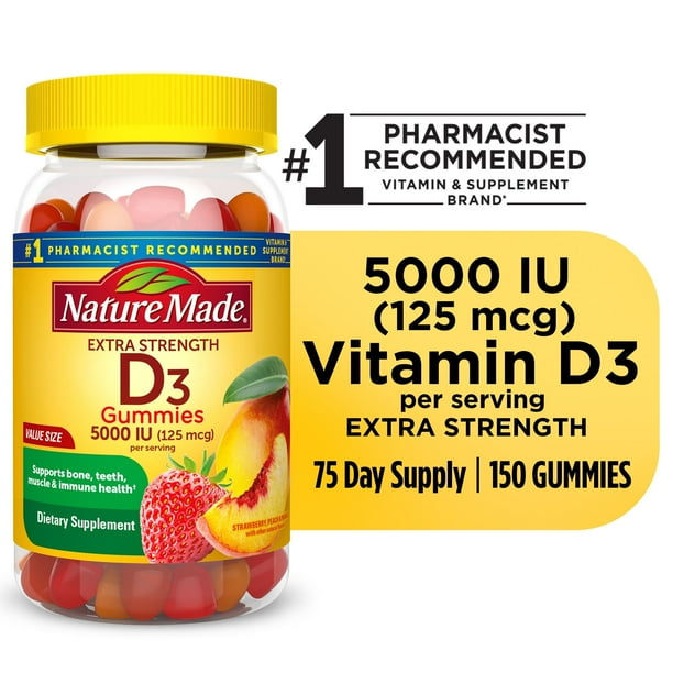 Nature Made Extra Strength Vitamin D3 5000 IU (125 mcg) Per Serving ...