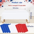 12 Pack Disposable Plastic Tablecloths,Red White Blue Rectangular Table ...