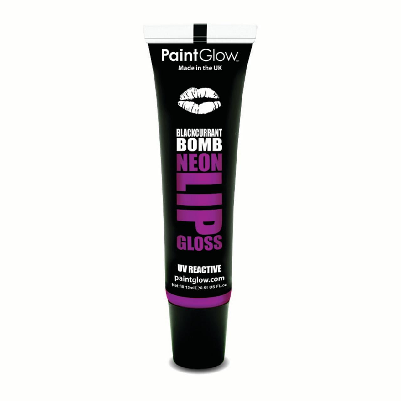 PaintGlow Blackcurrant Bomb Neon Makeup 15ml UV Lipgloss, Purple ...