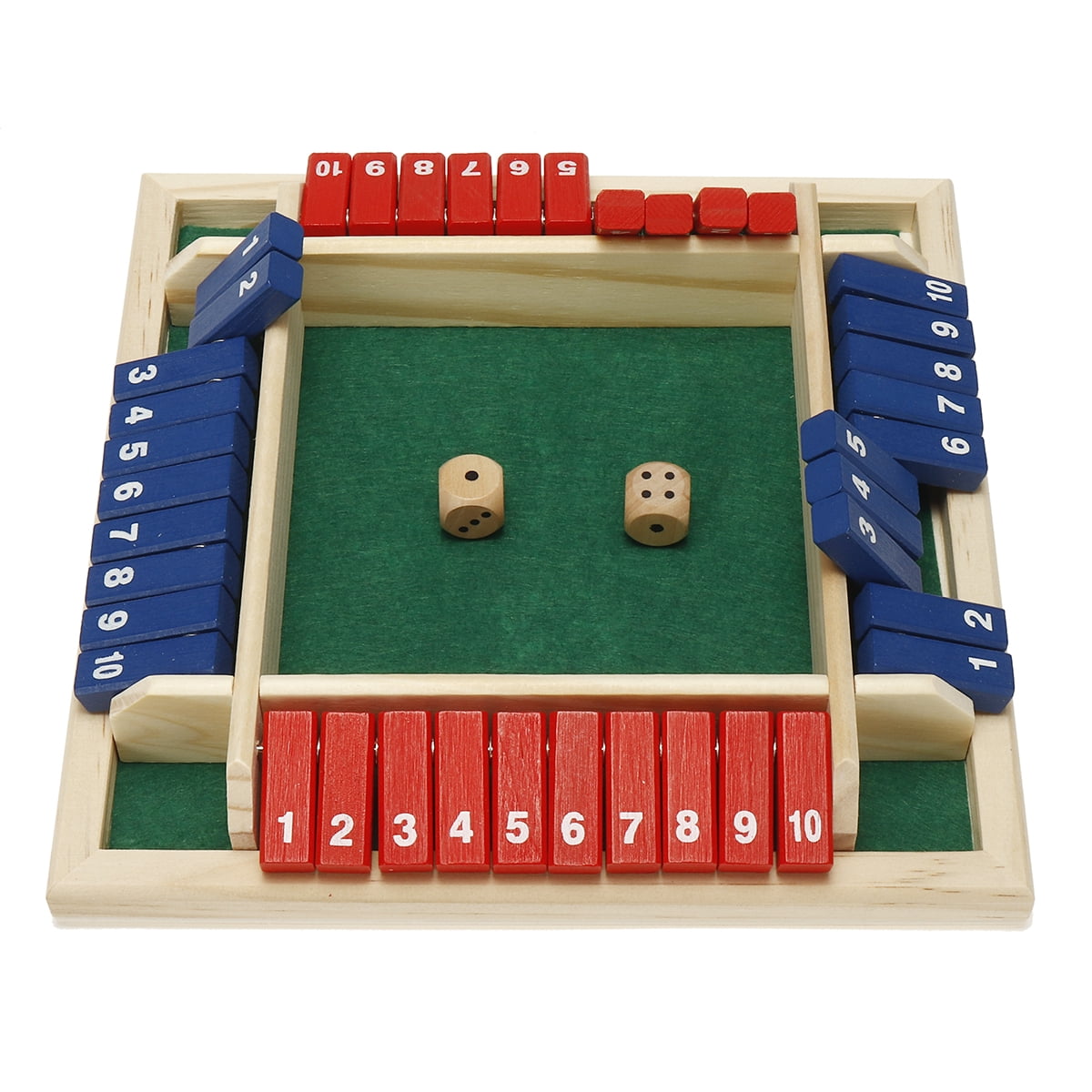1 4 Players Shut The Box Dice Game 10 Numbers Traditional Wooden Pub