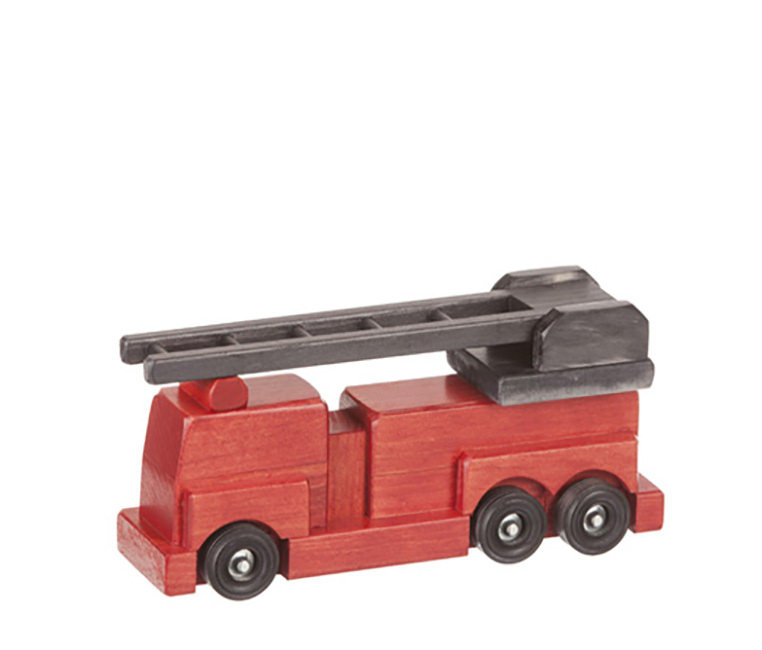 Smooth Wood Two Tone Hand Made Fire Truck Push and Play Toy With ...