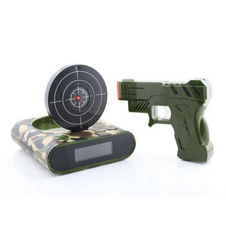 Gun Alarm Clock Shooting Target LCD Display Wake up sleeper Lock N ...
