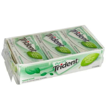 Purely Trident Spearmint Sugar-Free Gum 14-Piece Pack - 144/Case ...