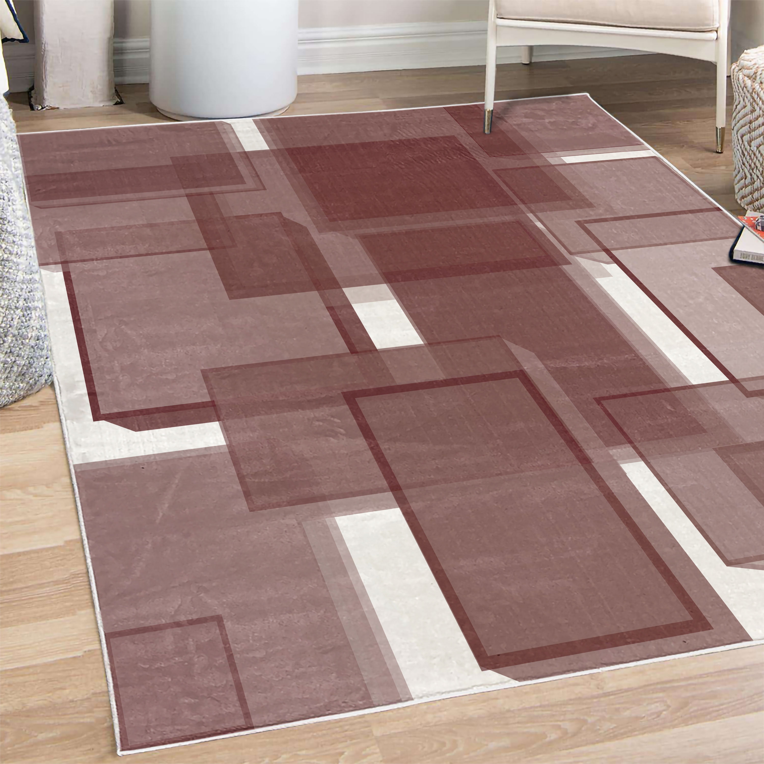 Contemporary Decorative Rug, 3 Dimensional Cubes Geometric Modern ...
