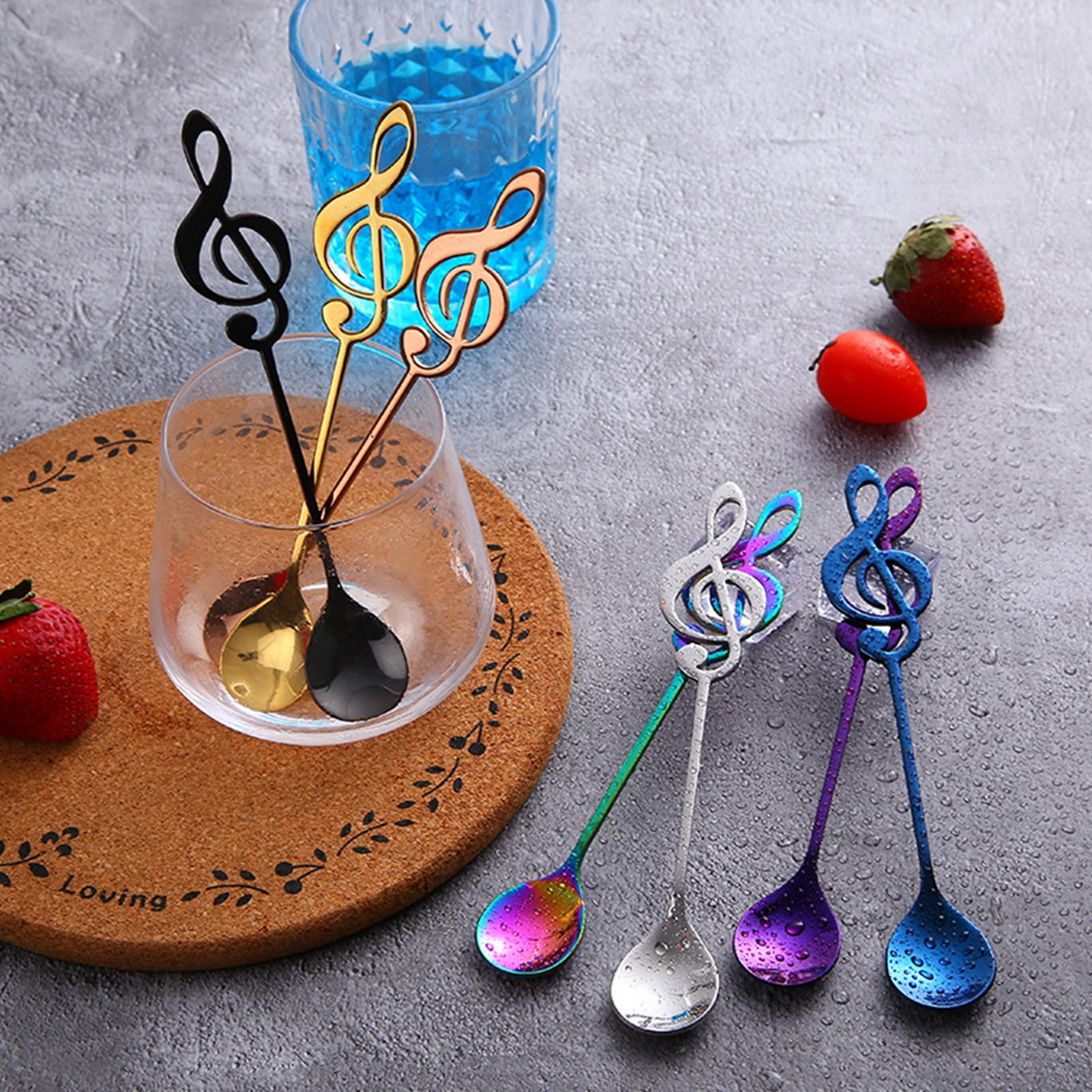 Windfall Stainless Steel Musical Notes Coffee Milk Stirring Teaspoon ...