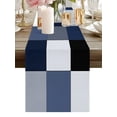 Burlap Table Runner 60 Inches Long, Abstract Blue Grey White Black ...