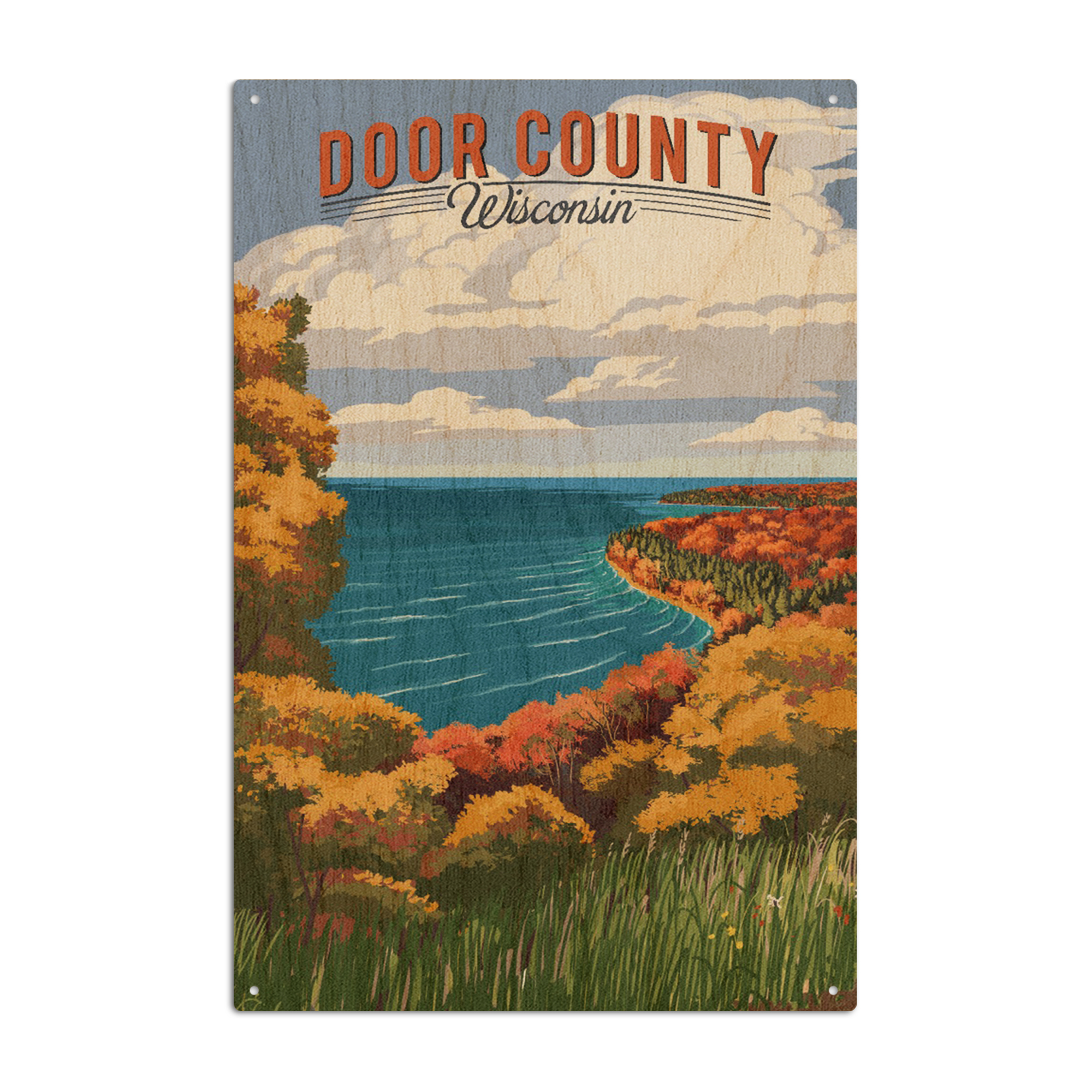 Door County, Wisconsin, Sunset Bike Trail Birch Wood Wall Sign (6x9 Rustic Home Decor, Ready to ...