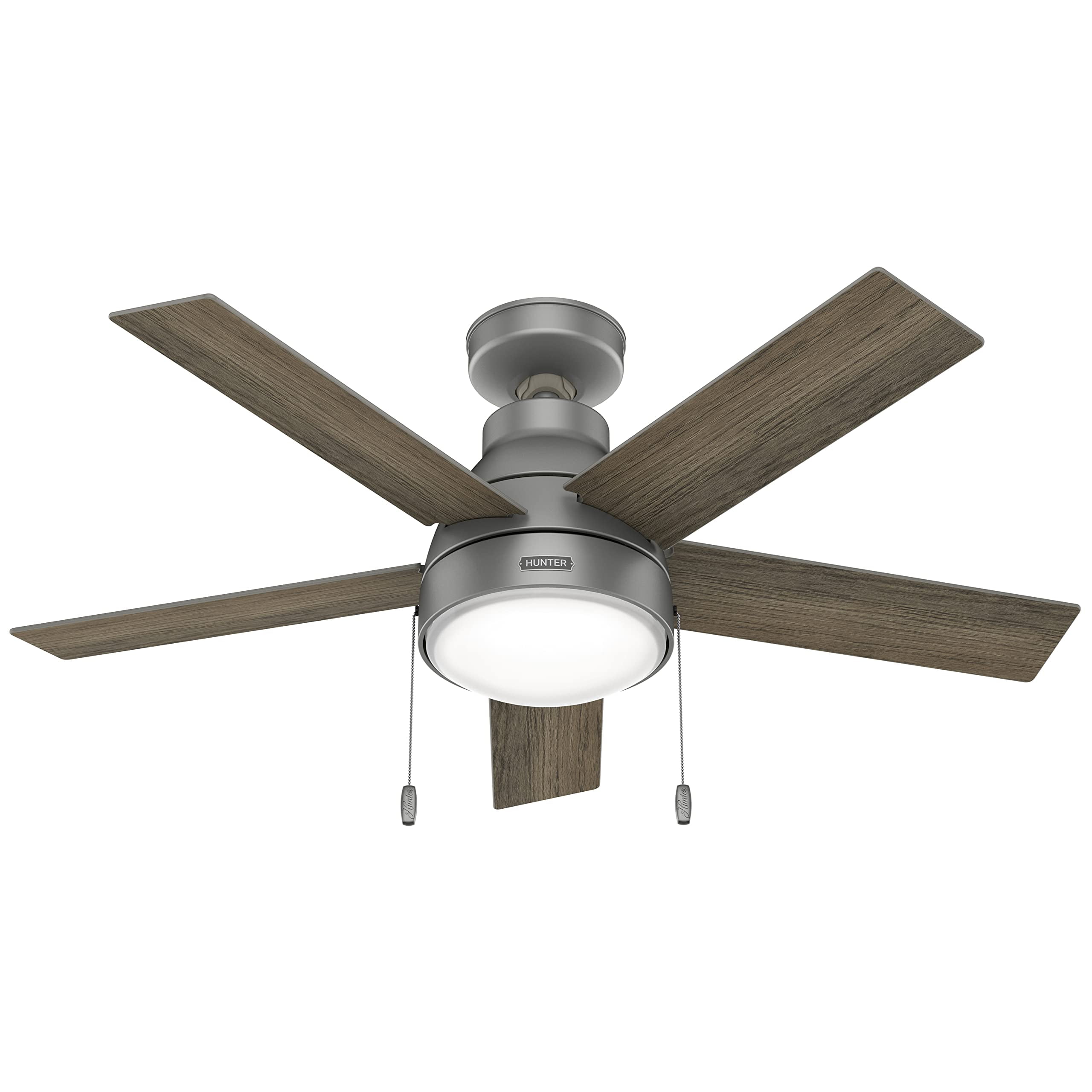 Restored Hunter Fan 44 inch Casual Matte Silver Indoor Ceiling Fan with ...