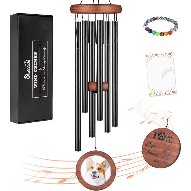 AutoWT Pet Memorial Wind Chimes - 30" Personalized Dog Cat Photo Gifts ...