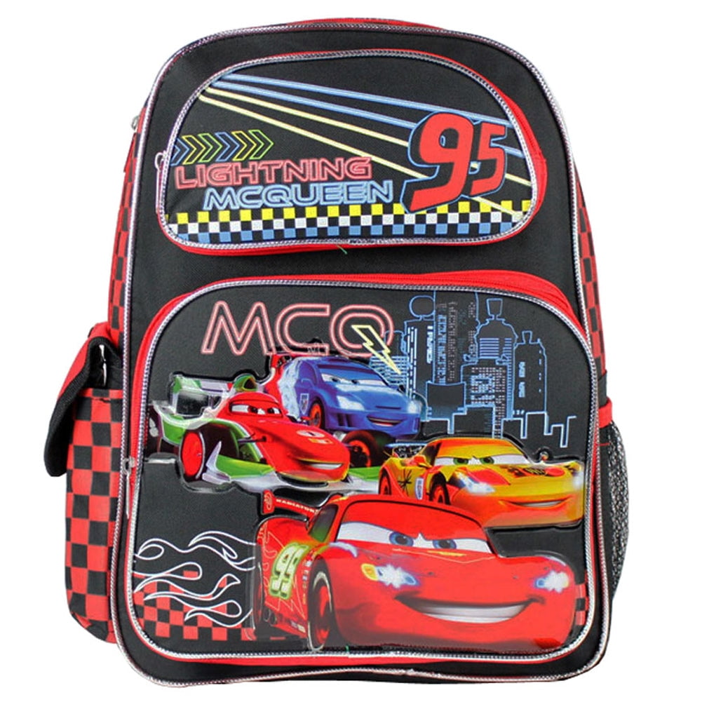 Disney Pixar Cars Large 16" Black Backpack for Boys MCQ Lightning ...