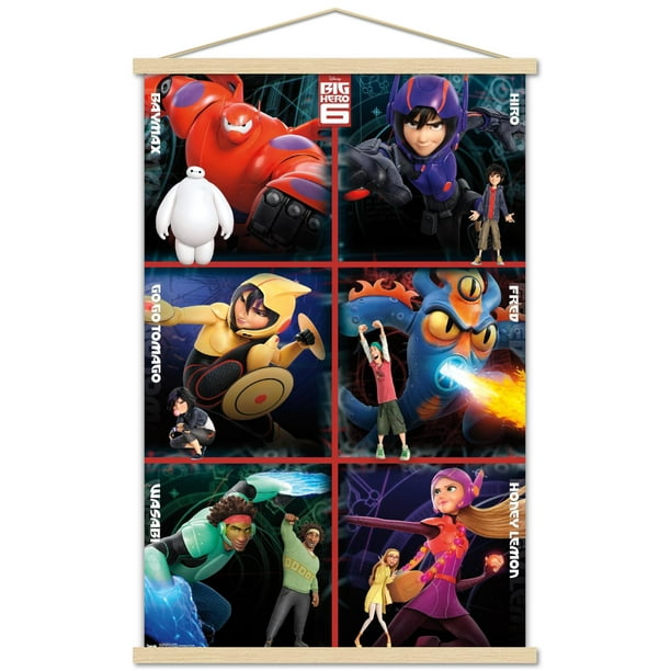 Disney Big Hero 6 - Heroes Wall Poster with Wooden Magnetic Frame, 22. ...