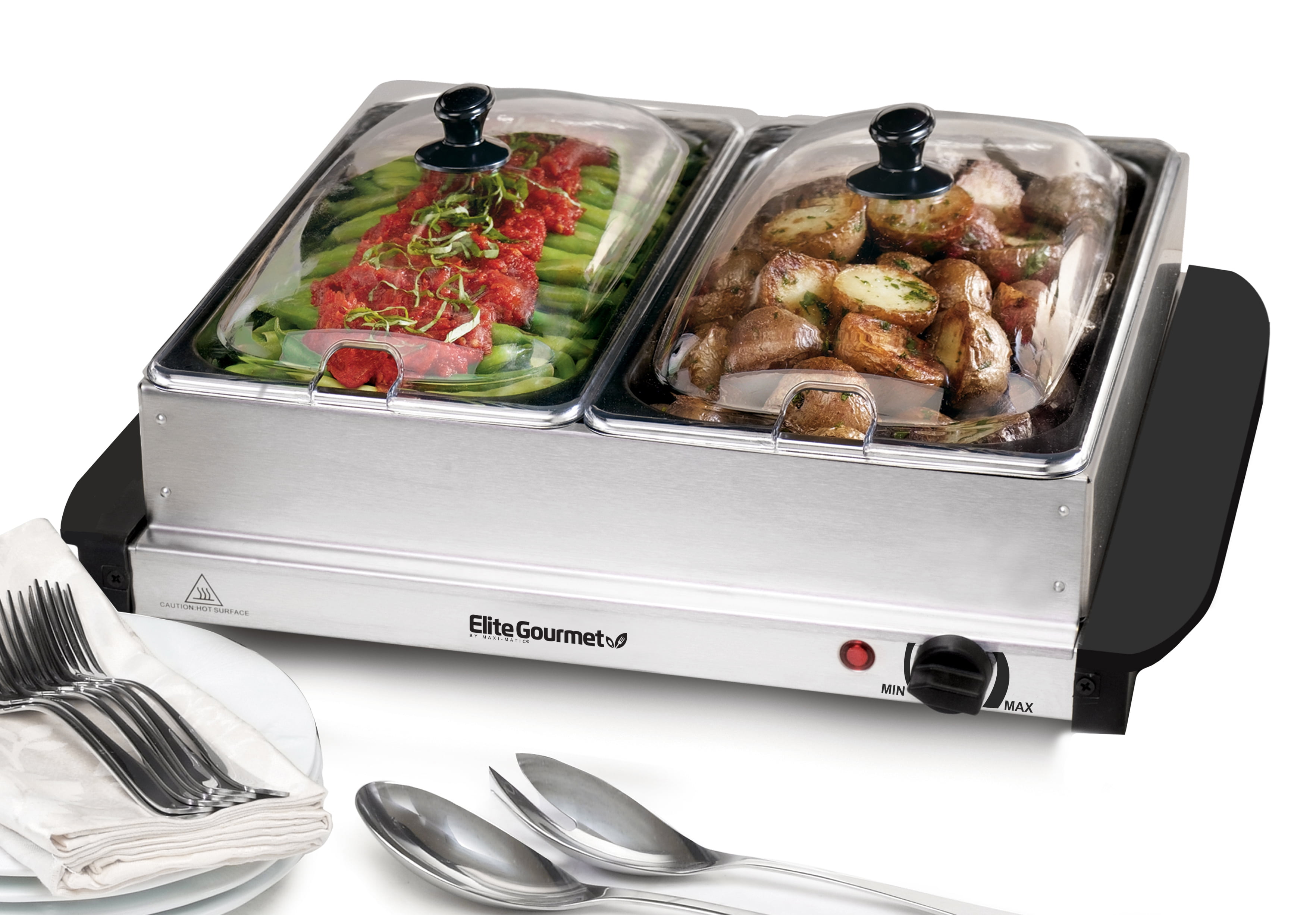 Elite Gourmet 2 x 2.5 Qt. Stainless Steel Electric Buffet Server EWM ...