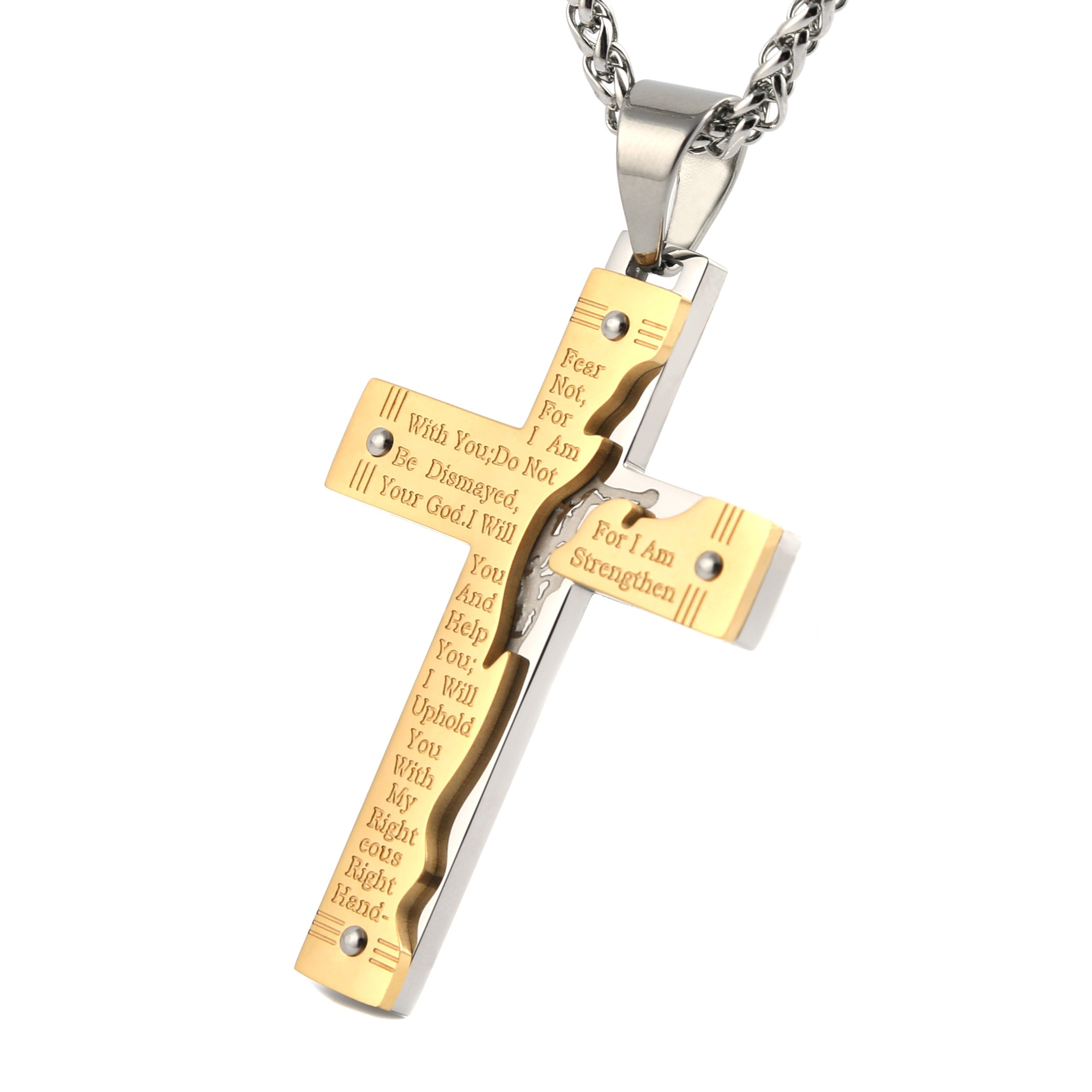 HZMAN Men's Stainless Steel Jesus Christ Crucifix Cross Lord's Prayer ...