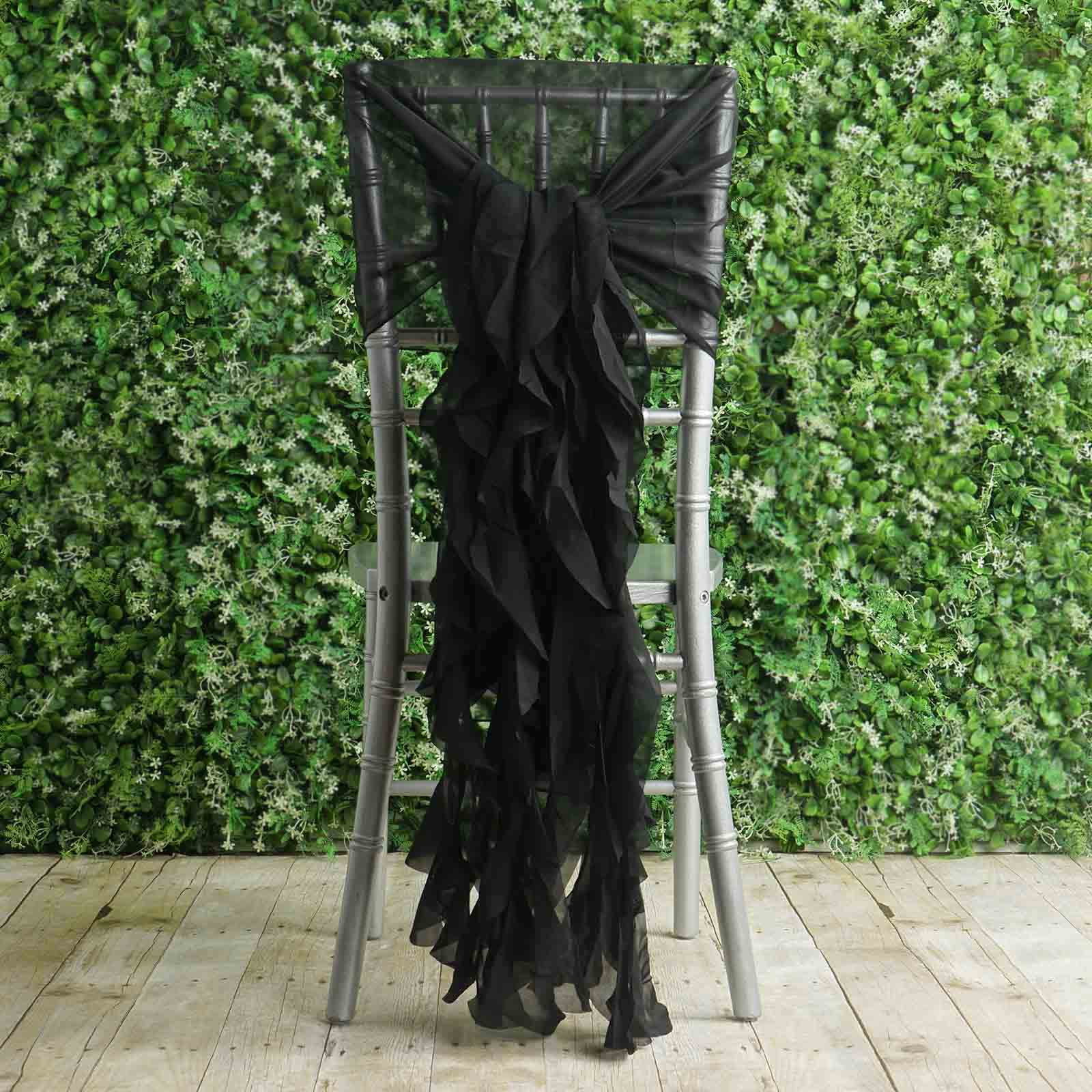 Efavormart 1 Set Black Premium Designer Curly Willow Chiffon Chair ...