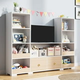 Cozy Castle U-Shaped Bookshelf, 4 Tier, 9 Cubes & 2 Drawers, Home ...