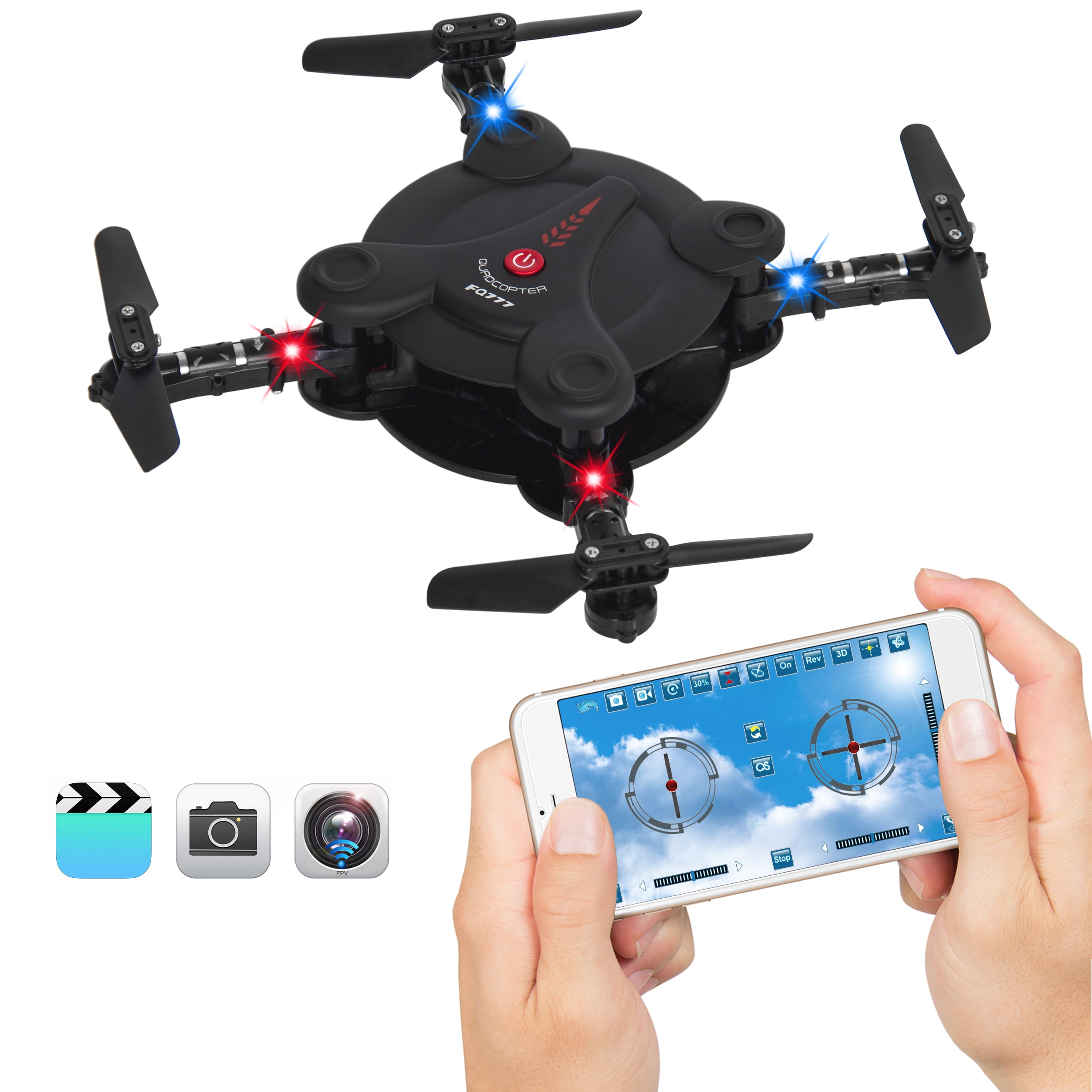 Best Choice Products Smart Phone Control Folding Pocket Mini Drone ...