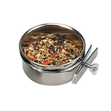 Anself Stainless Steel Bird Food Bowl Parrot Feeding Box With Clamp ...