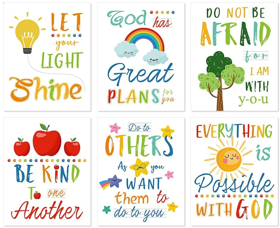 Colorful Rainbow Art Print,Kids Inspirational Quote Canvas Posters Set ...