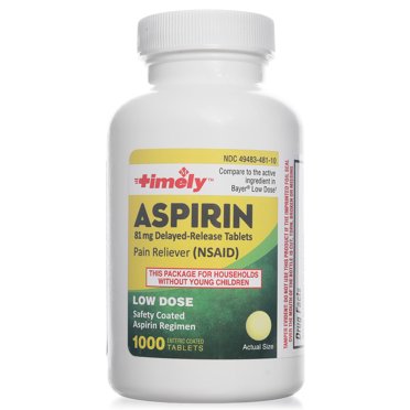 Aspirin Chewable Low Strength Tablets, 81mg [Baby Aspirin] (Bottle of ...